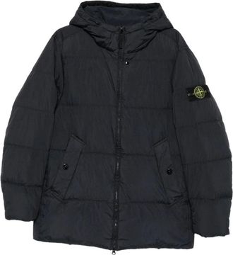 Stone Island Homme, Vestes, Bleu, Taille: XL Blouson en nylon avec logo