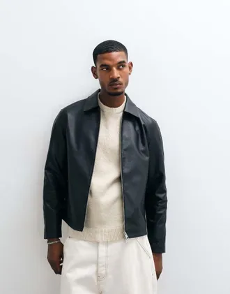 Only & Sons veste zipp&eacute;e en imitation cuir noire