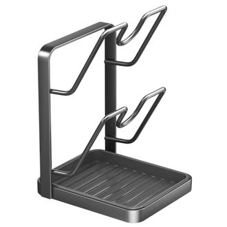 Generic Topfdeckel Halter - St&auml;nder Aus Kohlenstoffstahl Mit Auffangbeh&auml;lter,Topfdeckel Lagerregal f&uuml;r die K&uuml;chenarbeit,F&uuml;r K&uuml;che Kochfeld Ofen Vorratsschrank