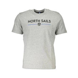 North Sails Graues Baumwoll-Print-Logo-T-Shirt - - Tops - Herren - Grau - S