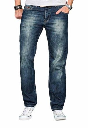 Alessandro Salvarini A. Salvarini Beppo Designer Jeans pour homme Coupe classique - Bleu - 34 W/36 L