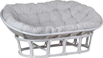 MiaMöbel Sofa Rattan 165x65x100 cm Modern 100% Baumwolle Rattan Weiß