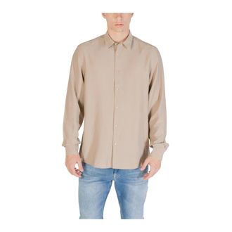 Antony Morato Klassisches Langarm-Knopfhemd - - Shirts - Herren - Beige - 2XL