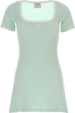 Courr&egrave;ges Femme, Robes, Vert, Taille: 36 FR Contrast Mini Dress