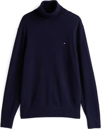 Tommy Hilfiger Blauer Baumwoll-Kaschmir Rollkragenpullover - - Knitwear - Herren - Blau - L