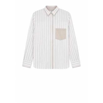 Paul Smith Femme, Blouses et Chemises, Blanc, Taille: 42 FR Double Collar Stripe Shirt