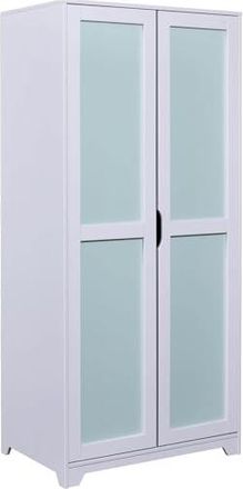 Inter Link SAS Armoire - Armoire à Portes battantes - Armoire de Chambre denfant - Armoire de vestiaire - Armoire de Chambre à Coucher - 2 Portes - Vert Sauge/Gris -