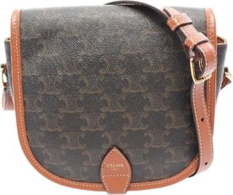 Celine Pre-owned Folco Medium Triomphe Coated Canvas Shoulder Bag - Femme - Pre-owned - Brun - Taille: ONE Size
