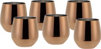 Echtwerk Echtwerk Weingläser, 6-tlg Rotweingläser, Trinkbecher aus Edelstahl, Unzerbrechliche Trinkgläser, Bruchsichere Gläser, Kupfer-Edition, 500 ml