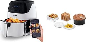 Ufesa AF5100 Heißluftfritteuse XXL Smart mit WLAN White Phantom Friteuse Luftfritteuse ohne Öl, 5 l, digitale Touch-Steuerung, 8 Programme + Heißluftfritteu