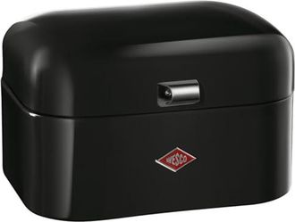 WESCO Wesco Single Grandy Brotkasten in der Farbe schwarz, pulverbeschichtetes Stahlblech, Lüftungslöcher und stabiler Handgriff, 22 x 26,8 x 17,5 cm