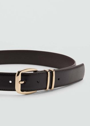 Mango Ceinture boucle carr&eacute;e chocolat - Femme - XL - MANGO