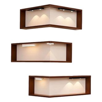 Generic Elegante Eckregale, 3er-Set Schwebende Holzregale, Wandmontiertes Pr&auml;sentationsregal F&uuml;r Figuren, Sammlerst&uuml;cke Und Dekorationen, Platzsparend, F&uuml;r Wo