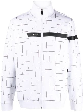 BOSS cardigan stretch &agrave; imprim&eacute; graphique - Blanc