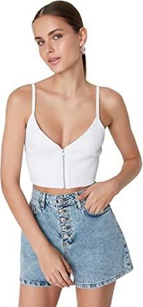 Trendyol Short Droit Taille Haute Jambe Large pour Femme, Bleu, 66