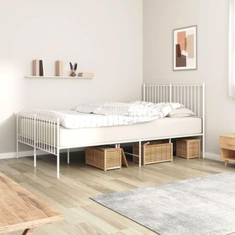 vidaXL Cadre de lit m&eacute;tal sans matelas et pied de lit blanc 140x190 cm vidaXL