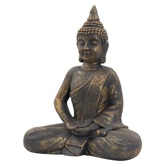 ECD Germany Statue de Bouddha Assis Jardin 63 cm Haut - Polyrésine Résistant aux Intempéries - en Bronze - Sculpture Feng Shui Décoration pour Maison Appartement 