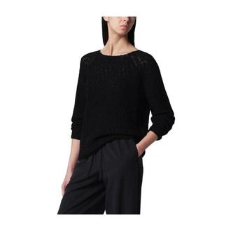 Dunst Crochet Crewneck Knit - - Knitwear - Damen - Schwarzk - S
