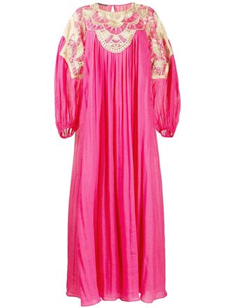 Alberta Ferretti robe brodée à effet froissé - Rose