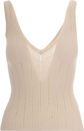 Sessun Femme, Pulls, Beige, Taille: 40 FR V-neck Tricots
