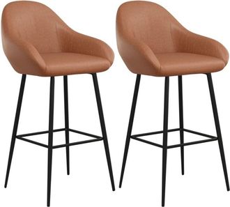 vidaXL Tabourets de bar lot de 2 marron clair similicuir vidaXL