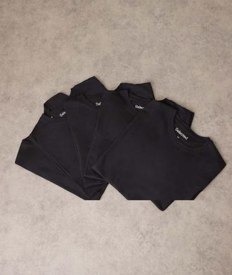 Selected Lot de 5 t-shirts standards - Noir