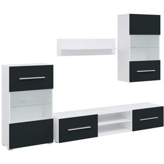 vidaXL Vidaxl - 5-tlg. Wohnwand mit LED-Beleuchtung Matt Indigo Holzwerkstoff