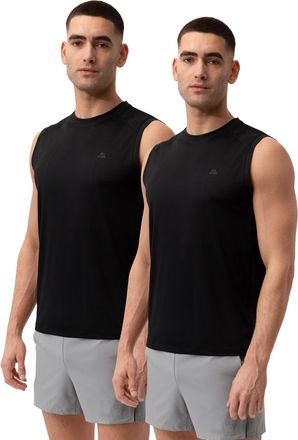 Danish Endurance Sport Tank-Top Herren, Laufshirt, Muskelshirts, Atmungsaktiv, 2er Pack, Schwarz, 3XL