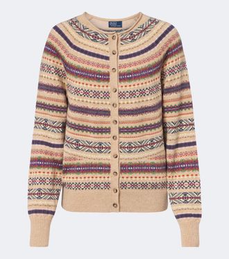 Polo Ralph Lauren Cardigan Fair Isle en laine m&eacute;lang&eacute;e