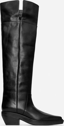 Arket Overknee-Stiefel Aus Leder -Schwarz