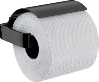 Emco Loft Toilettenpapierhalter zur Wandmontage, moderner Papierhalter mit Deckel, hochwertiger Papierhalter aus Aluminium, schwarz matt