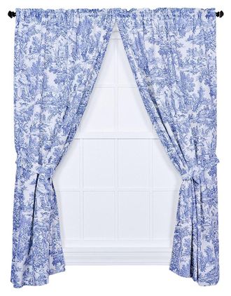 Ellis Curtain Victoria Park Toile 172 x 213 cm zugeschnittenes Paneel mit Raffhaltern, Blau