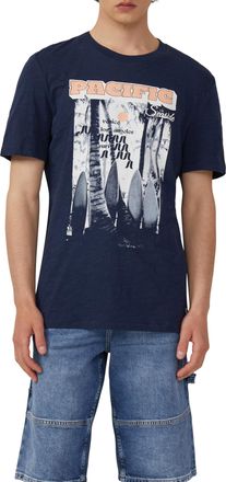 s.Oliver Baumwoll-T-Shirt mit Frontprint und Flammgarnstruktur