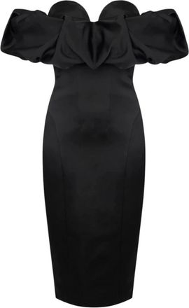 Elisabetta Franchi Femme, Robes, Noir, Taille: 40 FR Abito in duchesse scollo 3D