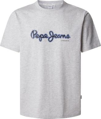 Pepe Jeans London T- Shirt Dorian, Gris (Gris Clair chiné), XXL Hommes