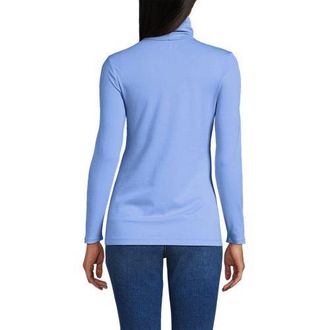Lands End Rollkragenshirt aus Baumwoll/Modalmix, Damen, Gr&ouml;&szlig;e:48-50 regular, Blau, Baumwolle/Elasthan/Baumwolle Modal, by Lands End