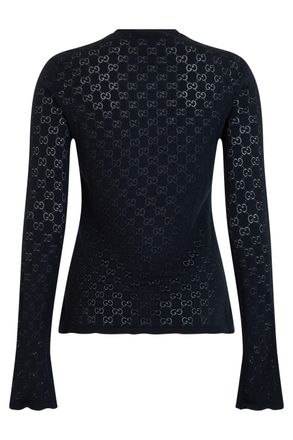 Gucci Womens Long-Sleeve Monogram T-Shirt Black Cotton T-Shirts & Jerseys