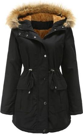 Generic Doudoune Légère Femme Manteau Cape Femme Hiver Veste Rembourrée D Hiver Pour Avec Col Moelleux Manteau D Ample Chic Et Chaud Doudoune Longue Black Xxx