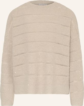 Brunello Cucinelli Brunello Cucinelli Pullover Mit Cashmere Und Glitzergarn beige