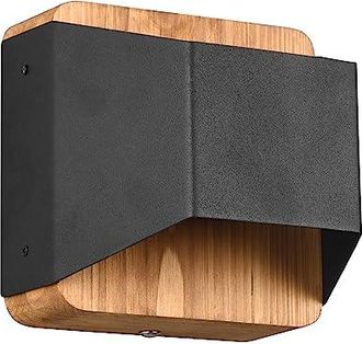 Trio Leuchten LED Wandleuchte Arino 224810132, Metall Schwarz matt, Holz, inkl. 4.3 Watt LED, Switch Dimmer