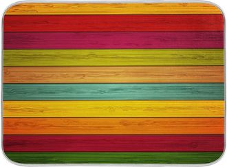 HMZXZ Mikrofaser-Abtropfmatte f&uuml;r K&uuml;chentheke, 40,6 x 45,7 cm, buntes Regenbogen-Holz, saugf&auml;hig, Geschirr-Abtropfgestell-Matten, Schutz-Pad