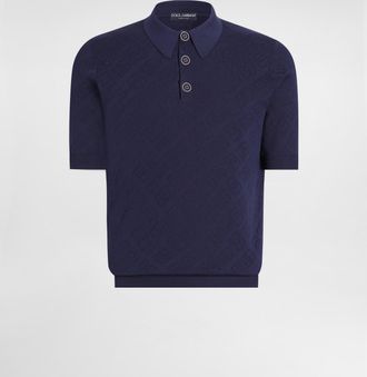 Dolce & Gabbana Silk Polo Shirt - Mann Strickwaren Blau 50