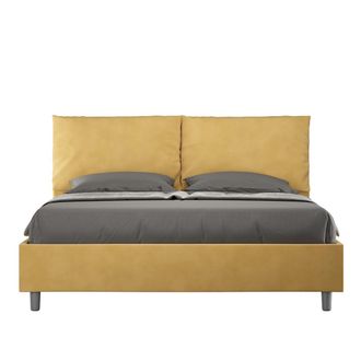 ITYhome Ityhome - Letto Matrimoniale E Rete 160x200 In Microfibra Ocra Antea