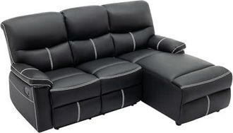 Vente-Unique Canap&eacute; dangle Droit Relax en Simili Noir Canby