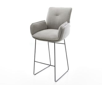 DELIFE Barstuhl Nela-Flex Strukturstoff Soft Grau Kufengestell Metall Schwarz, Barst&uuml;hle