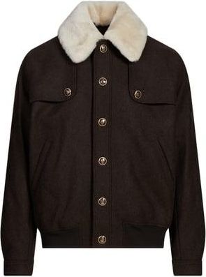 Dr&ocirc;le de Monsieur Le Blouson &agrave; col contrast&eacute; en laine m&eacute;lang&eacute;e