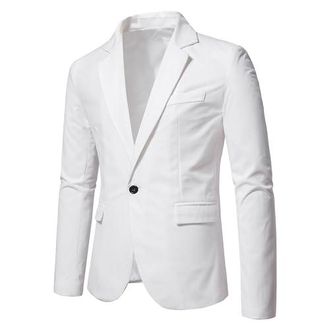 Generic Blazer en velours c&ocirc;tel&eacute; &agrave; revers crant&eacute; pour homme - Veste de sport l&eacute;g&egrave;re et ajust&eacute;e en daim, blanc, XL