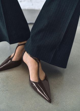 Mango Kitten-Heel aus Lackleder khaki - Damen - 38 - MANGO