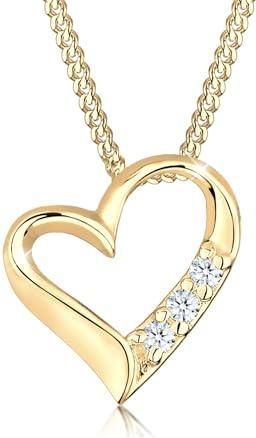 DIAMORE Elli DIAMONDS Collier Femmes Pendentif Coeur avec Diamant (0.045 ct.) en Argent Sterling 925