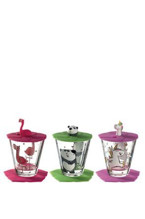 Leonardo Kinder-Gl&auml;serset Bambini, Gr&uuml;n, Mehrfarbig, Rosa, Wei&szlig;, Pink, Kunststoff, Glas, 9-teilig, 21x10x11 cm, Essen & Trinken, Gl&auml;ser, Gl&auml;ser-Sets